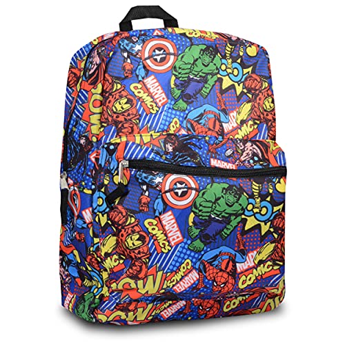 Marvel Avengers 16β Backpack School Supplies For Boys, Kids - 3 Pc Bundle With Avengers School Bag, Superhero Stickers And Bookmark | Avengers School Travel Bag