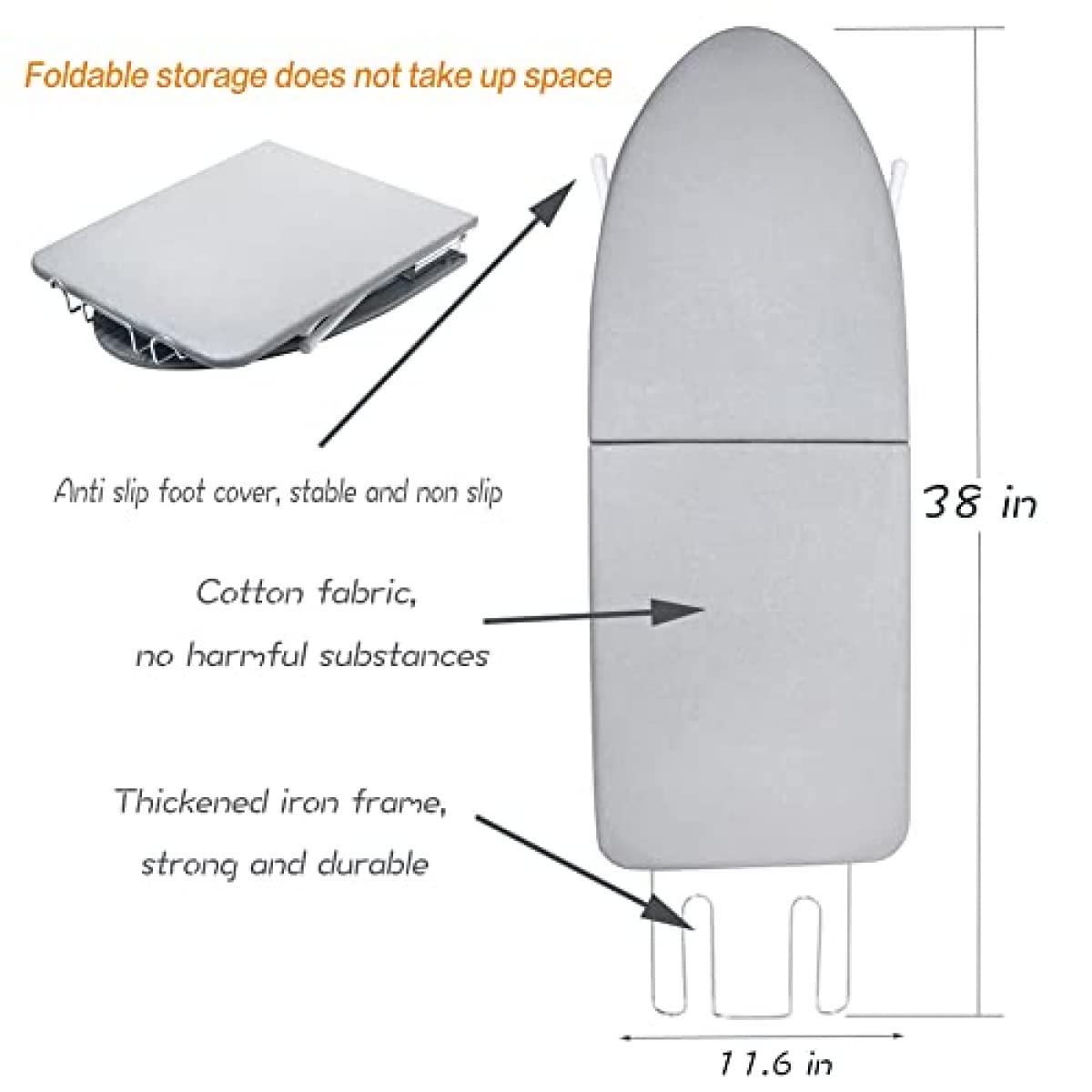 Tabletop Ironing BoardMade Portable Iron Board with Extra Layers Padding, Scorch Resistant Cotton Top, and Foldable Steel Legs with Safety Lock to Easily Store Away