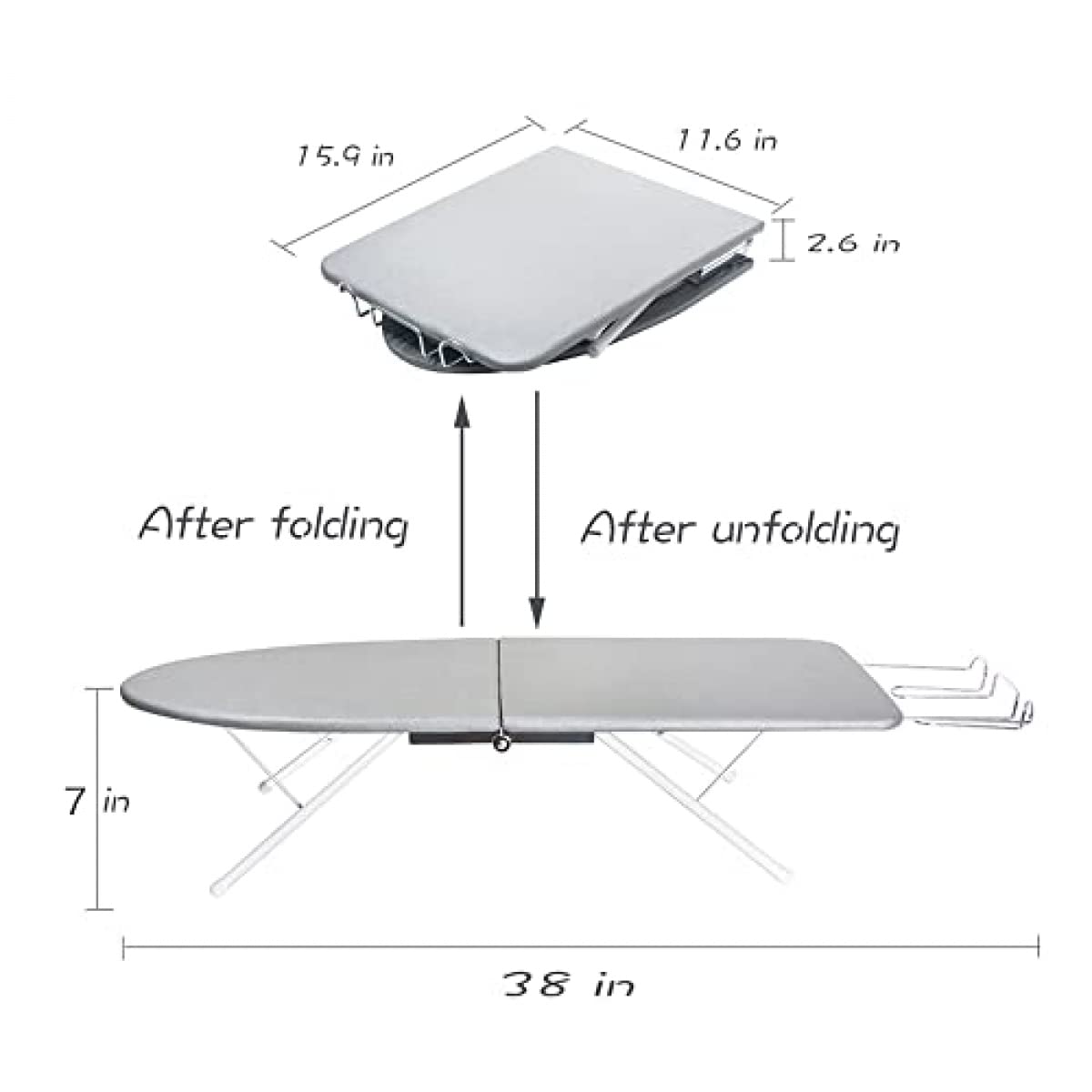 Tabletop Ironing BoardMade Portable Iron Board with Extra Layers Padding, Scorch Resistant Cotton Top, and Foldable Steel Legs with Safety Lock to Easily Store Away