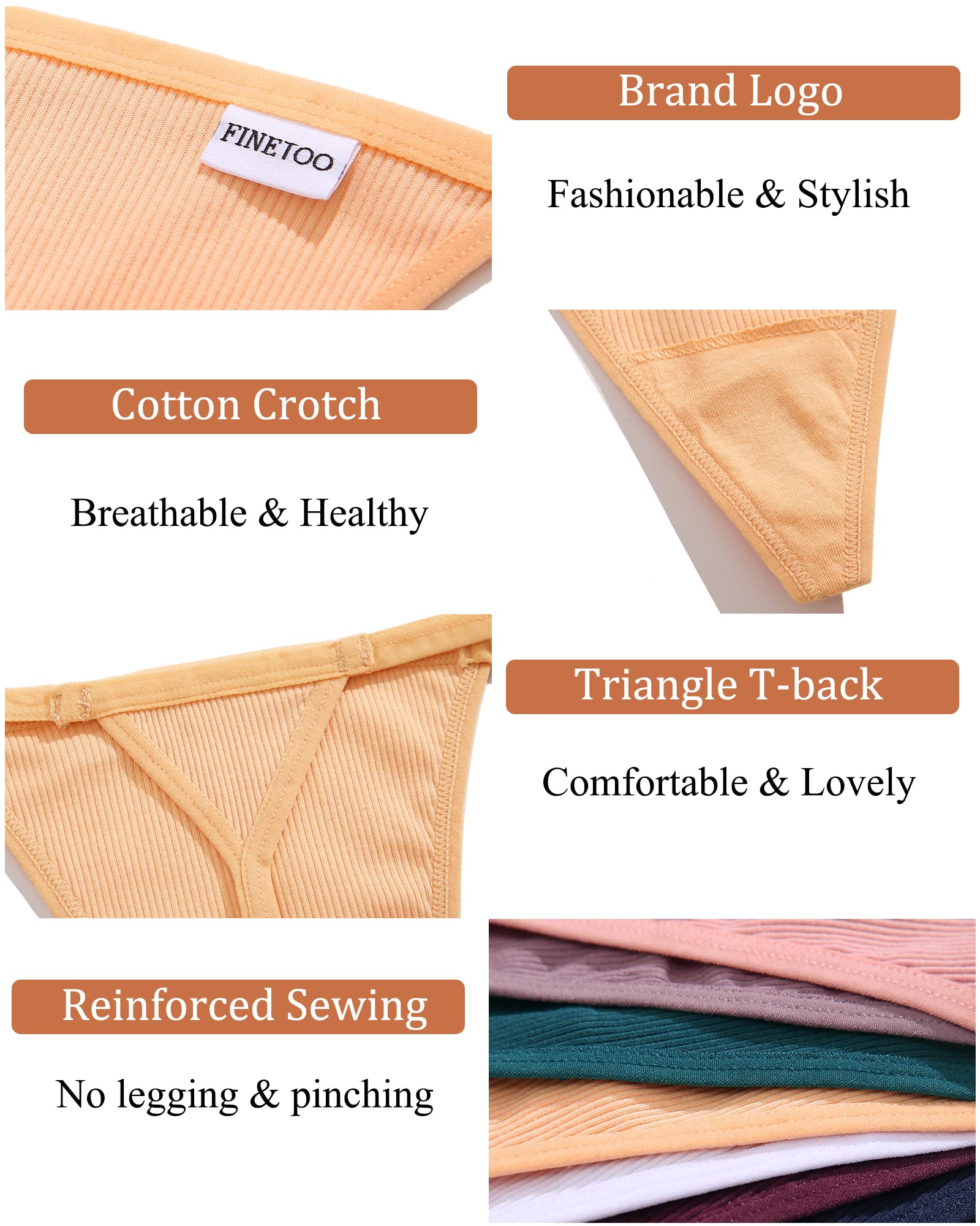 FINETOO 10 Pack Adjustable G String Thongs for Women Sexy Underwear Low Rise Womens Thong Breathable Cotton Panties S-XL