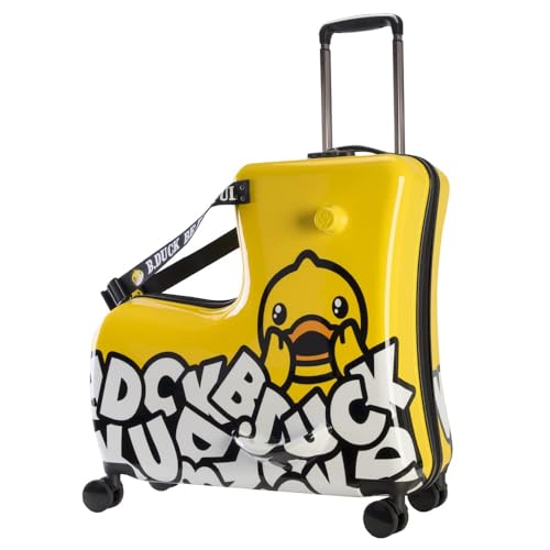 AO WEI LA OW Travel Suitcases PC Kids' Luggage Suitcase with Wheels Ride-On Rolling Trolley Case Fits to Kid 6-12 Years Old (Checkd-24-Inch)