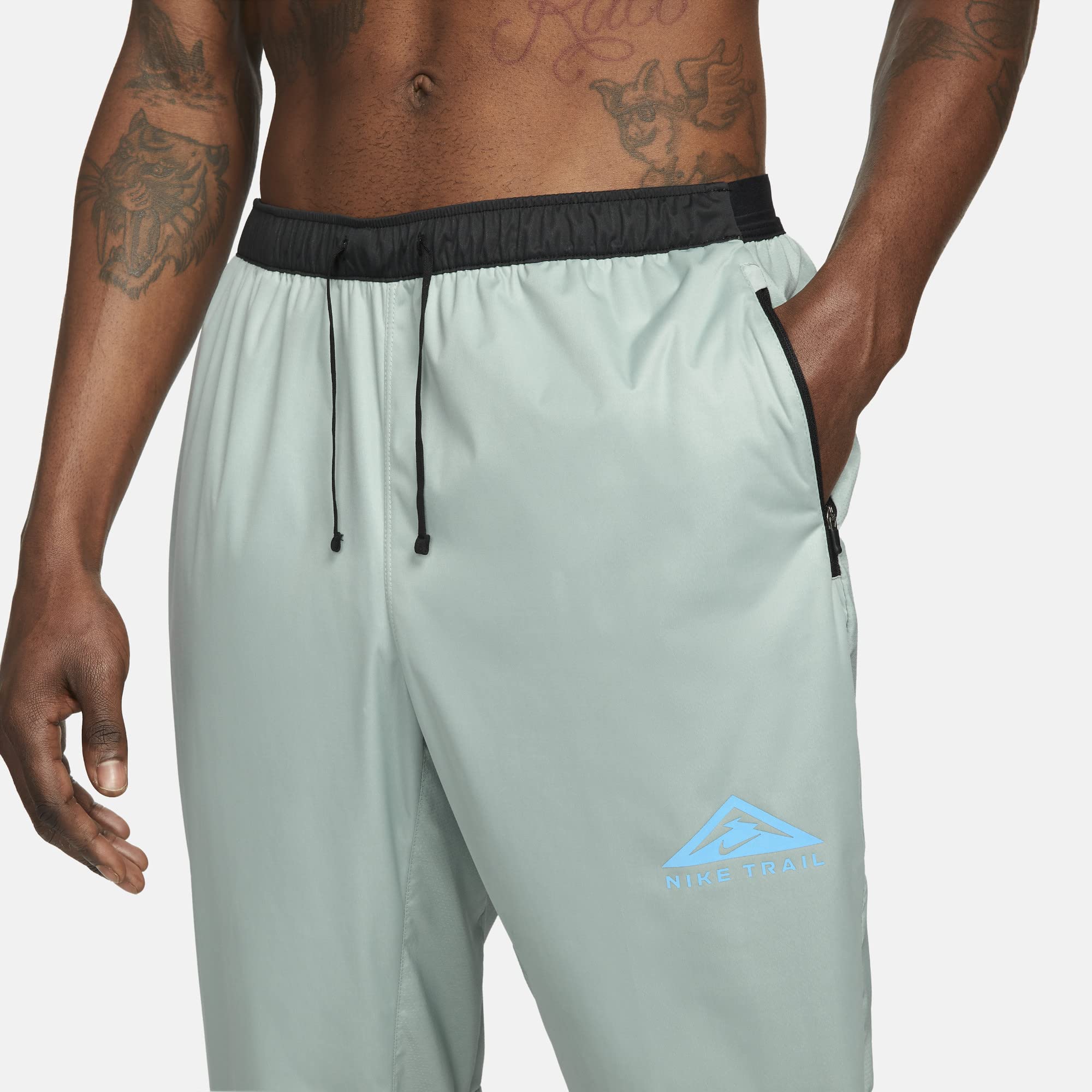 Nike mens Dri-FIT Phenom Elite Knit Trail Running Pant, Dusty Sage/Cool Grey/Laser Blue, Large