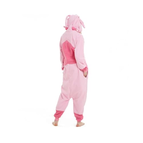 XMiniLife Unisex Onesie Adult Cosplay Costume Christmas Pajamas Halloween (US, Alpha, Large, Regular, Regular, Pink Stit)