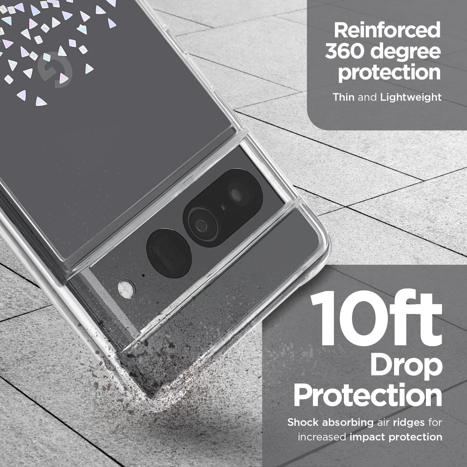 Case-Mate Google Pixel 7 Pro Case - Twinkle Ombre Diamonds - with 10ft Drop Protection & Wireless Charging - Luxury Bling Glitter Case for Pixel 7 Pro, Anti Scratch, Shock Absorbing Materials, Slim