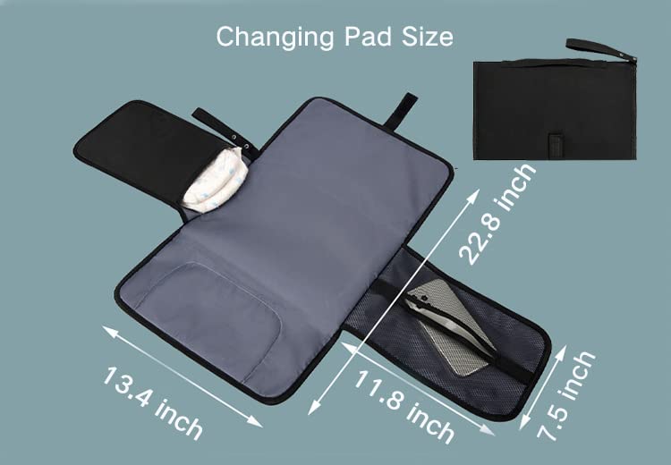 UISKOOPW Diaper Backpack, Baby Nappy Waterproof Changing Bags Travel BackPack with Changing Pad & Stroller Straps (Black)