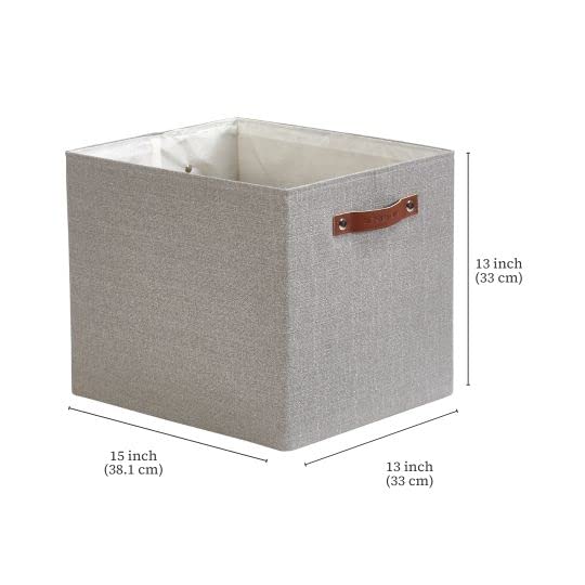 DECOMOMO Cubby Storage Bins | 13x15x13inch Fabric Storage Cubes for Kallax Shelves Cloth Nursery Decorative with Handles (Grey, Kallax - 15"L X 13"W X 13"H - 3P)