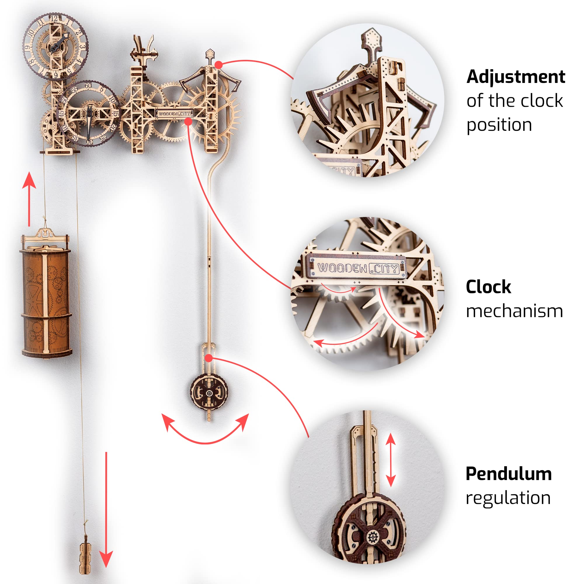 WOODEN.CITY 3D Puzzles for Adults - Steampunk Mechanical 3D Clock Puzzle - Making Kit - Wooden Clock Puzzle Model Kits for Adults - Wall Clock Decorative