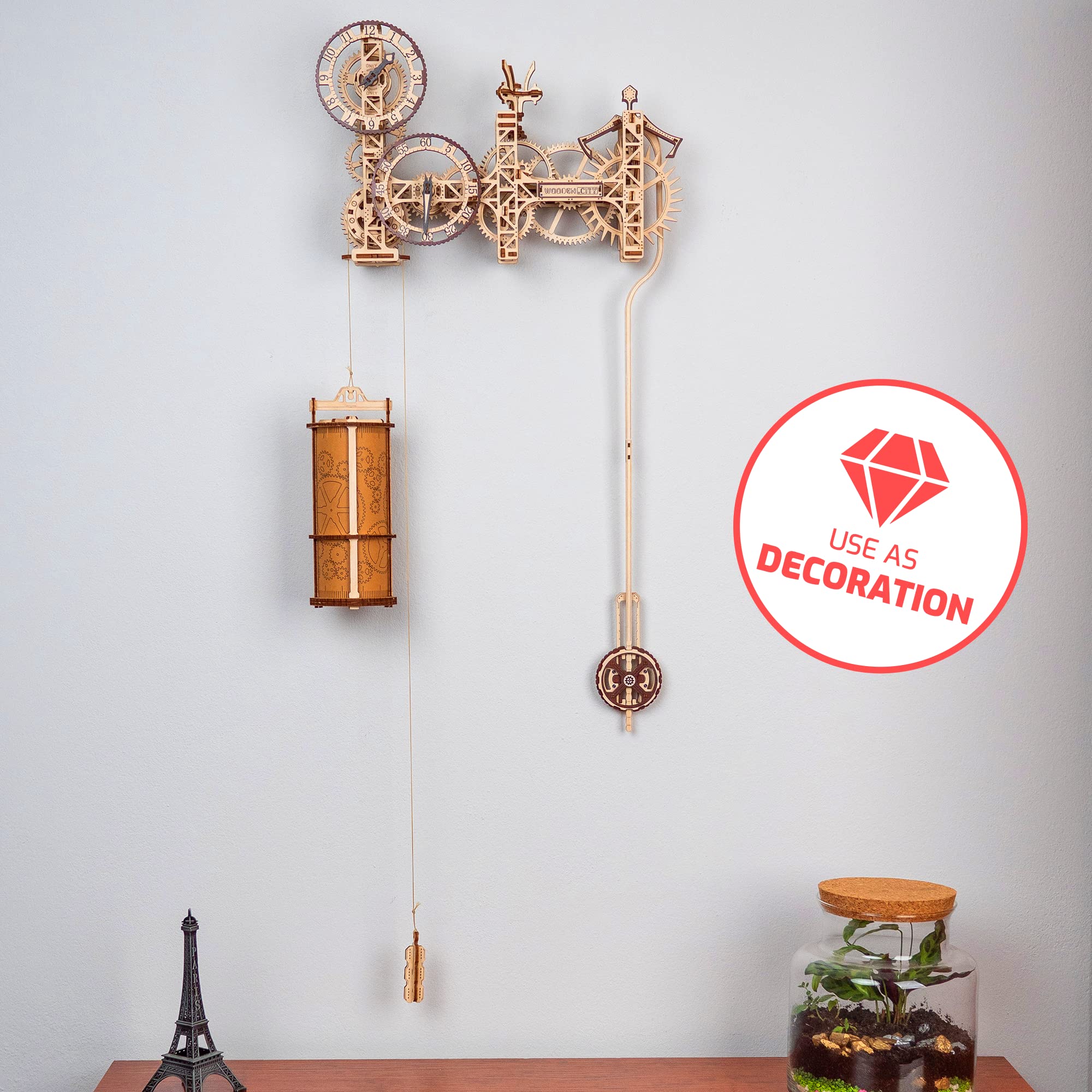 WOODEN.CITY 3D Puzzles for Adults - Steampunk Mechanical 3D Clock Puzzle - Making Kit - Wooden Clock Puzzle Model Kits for Adults - Wall Clock Decorative