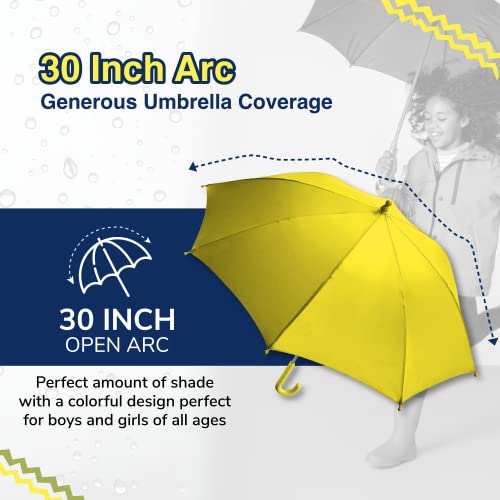 The Weather Station Children's Mini Manual Rain Umbrella, Metal, Windproof, Lightweight, and Packable for Travel, Full 30 Inch Arc, Yellow