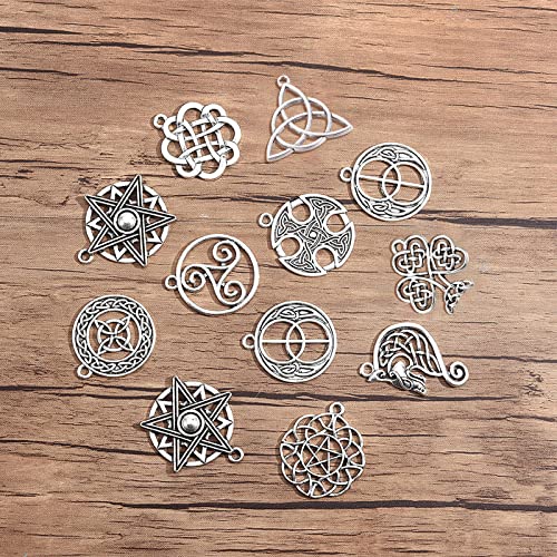 SUNNYCLUE 20Pcs Celtic Knot Charms Pagan Charms Pendants Antique Silver Charms DIY Jewelry Making Bracelets Necklace for Beginners Adults