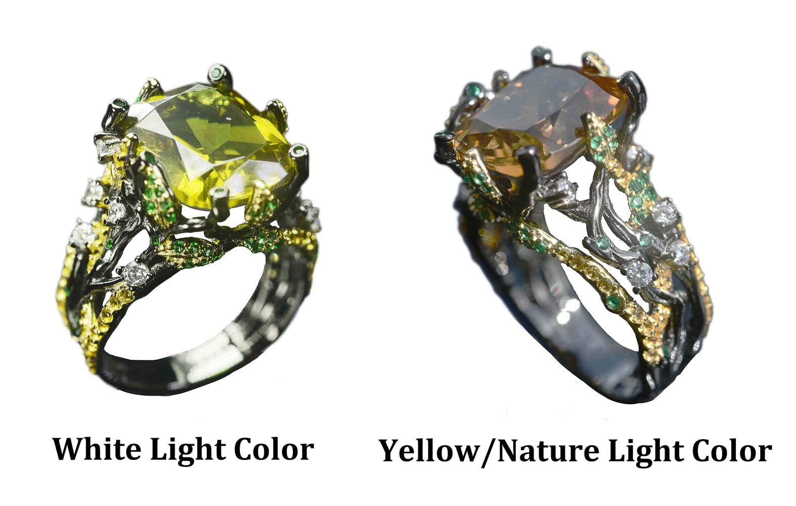 Tingle Alexandrite Rings Fine Jewelry For Women Diaspore Color Change Gem Engagement Ring Sterling Silver Ring (Magic Forest, 9)