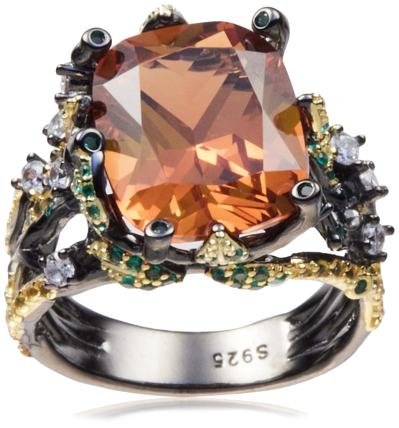 Tingle Alexandrite Rings Fine Jewelry For Women Diaspore Color Change Gem Engagement Ring Sterling Silver Ring (Magic Forest, 9)
