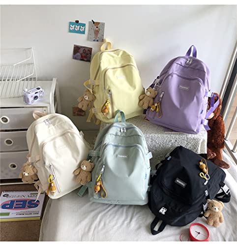HANXIUCAO Kawaii Backpack For Girls Teens Fashion Daypack Laptop School Bag With Cute Pendant (white) One_Size