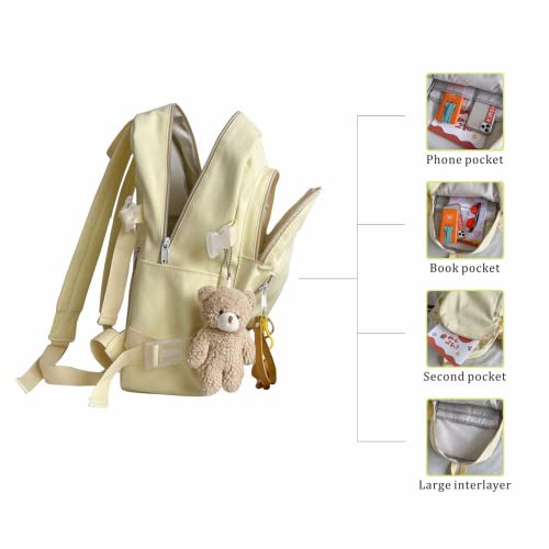HANXIUCAO Kawaii Backpack For Girls Teens Fashion Daypack Laptop School Bag With Cute Pendant (white) One_Size
