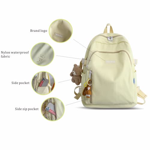 HANXIUCAO Kawaii Backpack For Girls Teens Fashion Daypack Laptop School Bag With Cute Pendant (white) One_Size