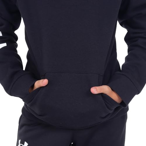 Under Armour boys Rival Fleece Graphic Hoodie, (001) Black/Beta/White, Large