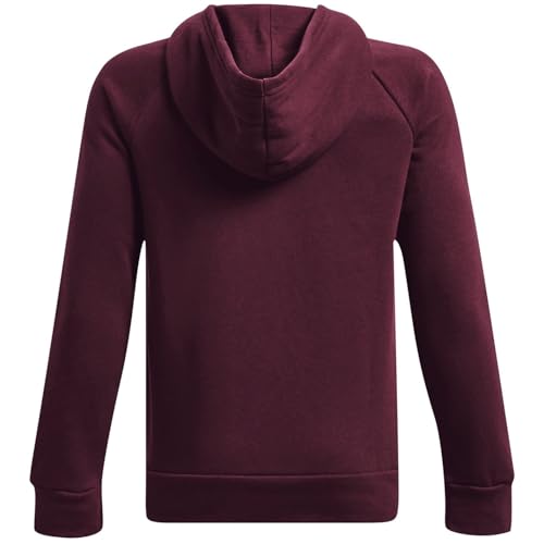 Under Armour Boys Rival Fleece Hoodie, (601) Dark Maroon / / White, Large