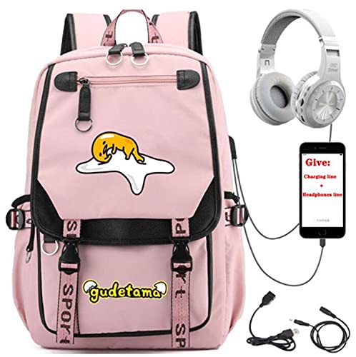 WANHONGYUE Gudetama Anime Backpack Laptop School Bag Student Bookbag Cosplay Daypack Rucksack Bag with USB Charging Port 1200/14