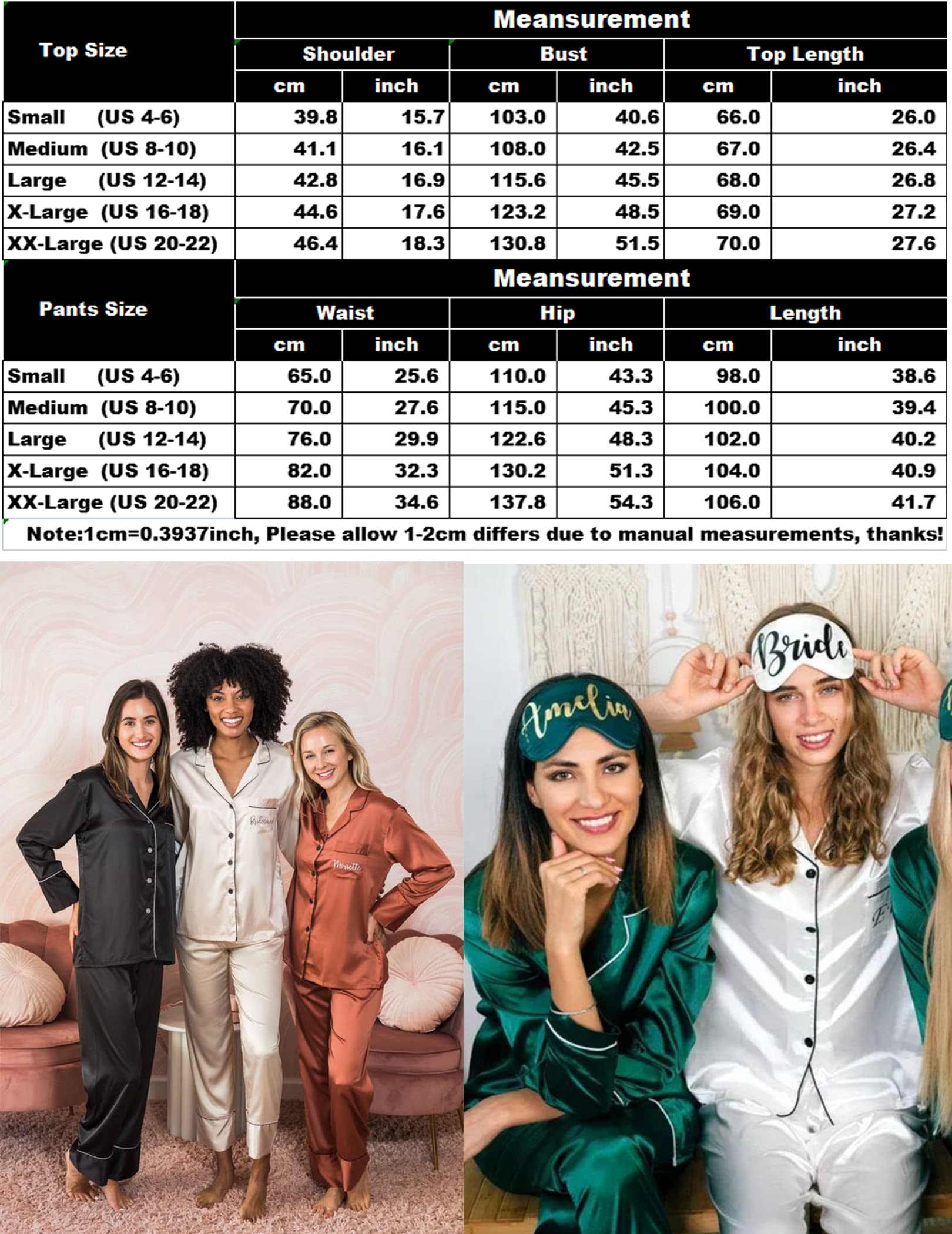 Pjmlifecoco Pj Sets for Women Silk Satin Pajama 2 Piece Long Sleeve Button Down Soft Sleep Pjs Set Sleepwear White