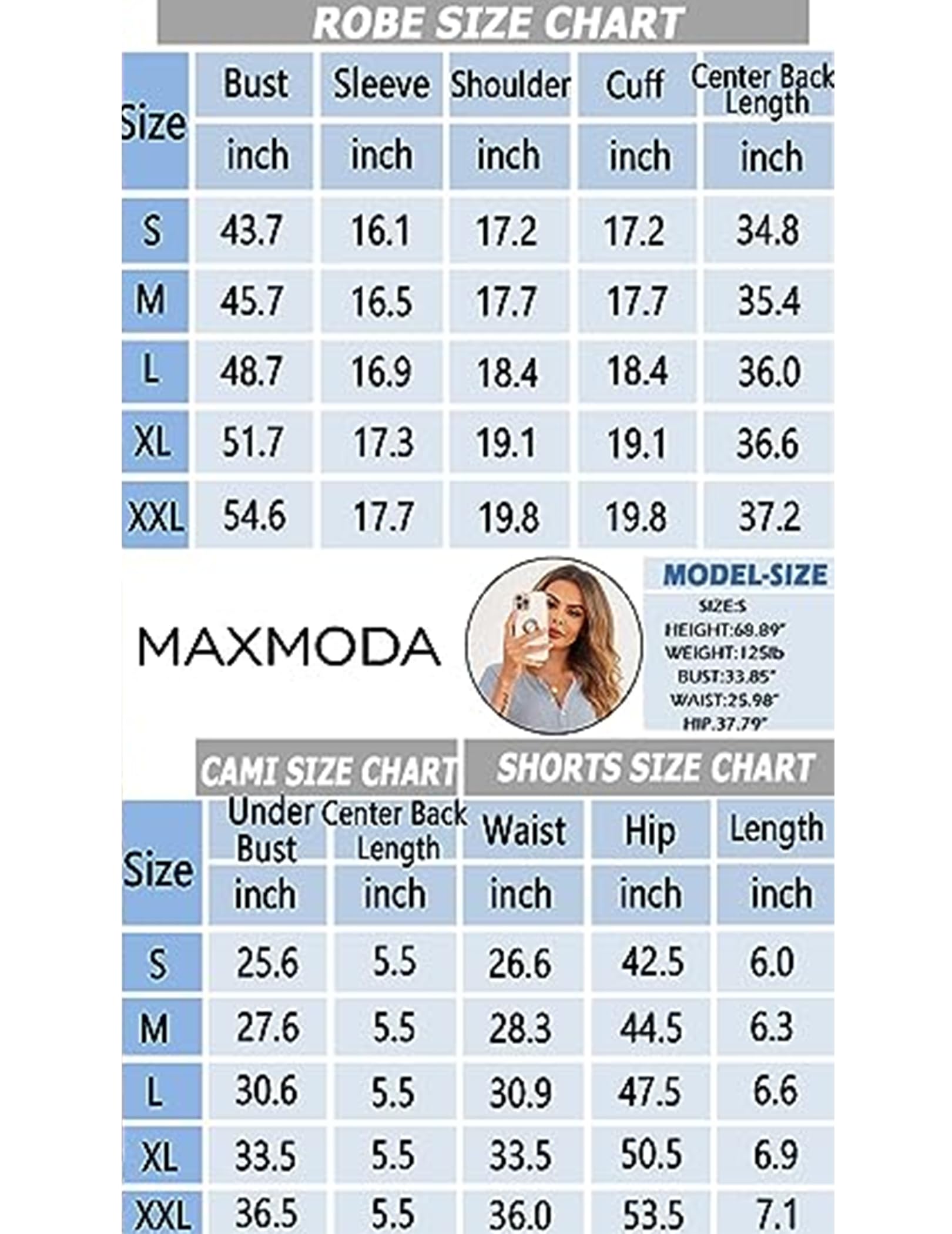 MAXMODA Sexy Pajamas for Women Silk Sleepwear Set 3/4 Sleeve Robes with Belt 3 Piece Satin Pjs Sets Snow White