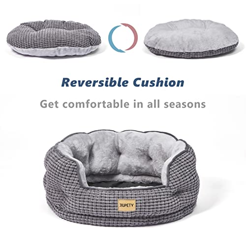 Jiupety Dog Beds for Small Medium Dogs,Washable Cat Beds for Indoor Cats,Small Dog Bed with Side for Puppy and Kitten,Large Soft Pet Bed Warm. 30lbs 25" Gray Black
