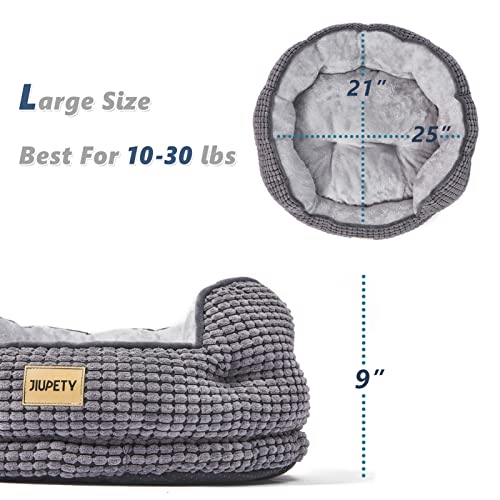 Jiupety Dog Beds for Small Medium Dogs,Washable Cat Beds for Indoor Cats,Small Dog Bed with Side for Puppy and Kitten,Large Soft Pet Bed Warm. 30lbs 25" Gray Black