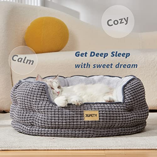 Jiupety Dog Beds for Small Medium Dogs,Washable Cat Beds for Indoor Cats,Small Dog Bed with Side for Puppy and Kitten,Large Soft Pet Bed Warm. 30lbs 25" Gray Black