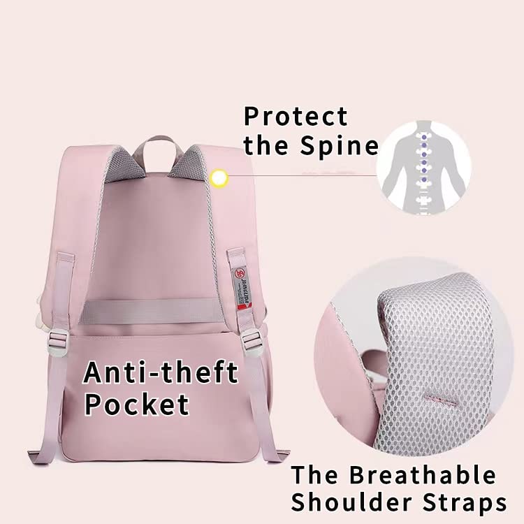 AONUOWE Kawaii Backpack for Girls and Boys Aesthetic Back to School Lovely Accessories Cute Bag in 5 Colors (Purple)