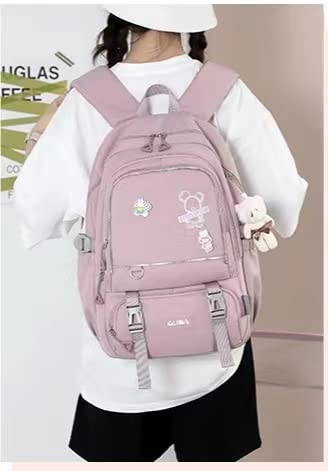 AONUOWE Kawaii Backpack for Girls and Boys Aesthetic Back to School Lovely Accessories Cute Bag in 5 Colors (Purple)