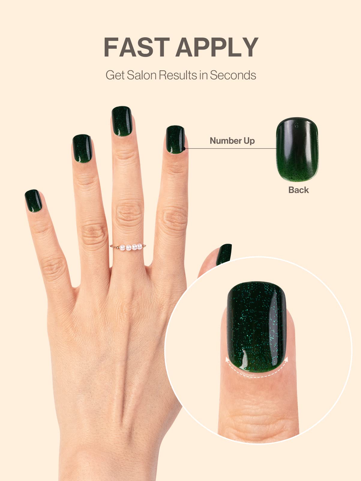 MelodySusie Press on Nails Short Square Acrylic Fake Nails Kits Press on False Supremely Fit & Natural Nails Stick On Nails in 30pcs 12Sizes Disposable Manicure for Women and Girls, Forest Green