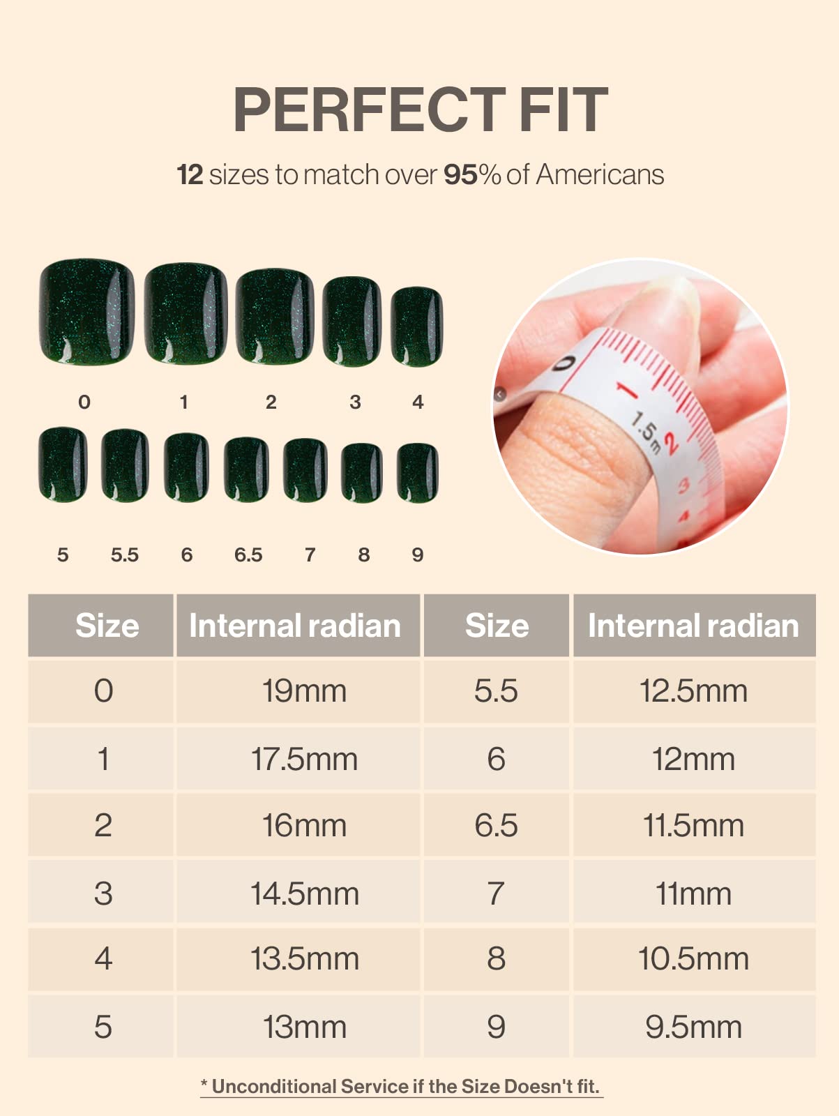 MelodySusie Press on Nails Short Square Acrylic Fake Nails Kits Press on False Supremely Fit & Natural Nails Stick On Nails in 30pcs 12Sizes Disposable Manicure for Women and Girls, Forest Green