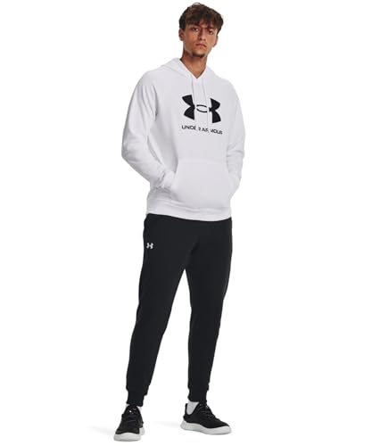 Under Armour Men's Rival Fleece Logo Hoodie, (100) White / / Black, X-Large