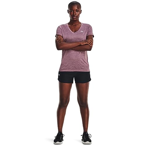 Under Armour Womens Tech V-Neck Twist Short-Sleeve T-Shirt, (501) Misty Purple/White/Metallic Silver, X-Large