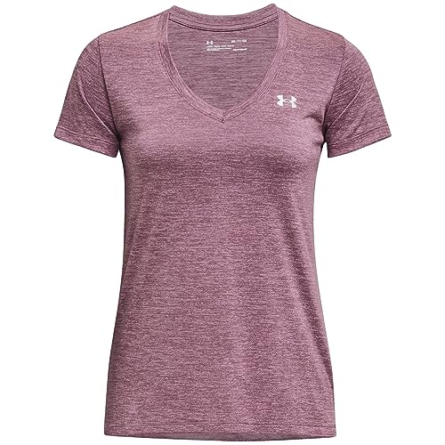 Under Armour Womens Tech V-Neck Twist Short-Sleeve T-Shirt, (501) Misty Purple/White/Metallic Silver, X-Large