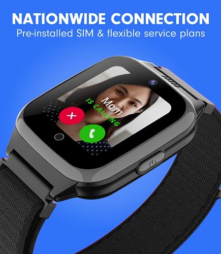 JrTrack 2 SE Smart Watch for Kids by Cosmo | 4G Phone Calling & Text Messaging | SIM Card & Flexible Data Plans | GPS Tracker Watch for Kids | Children’s Smartphone Alternative (Black)