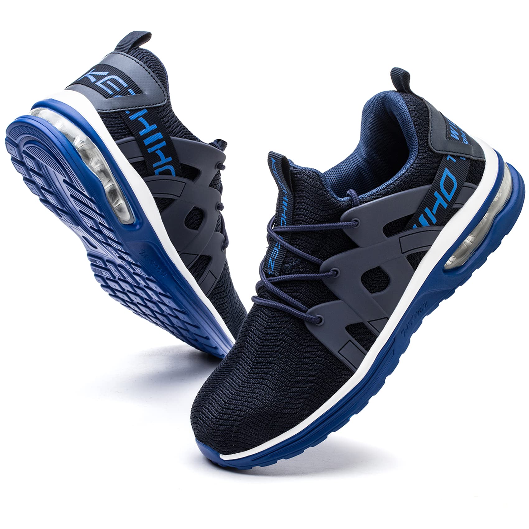 Kezhiho Steel Toe Shoes for Men Women Air Cushion Lightweight Work Shoes Comfortable Breathable Puncture Proof Slip Resistant Sneakers Construction Industrial Safety Shoes (D0230339)