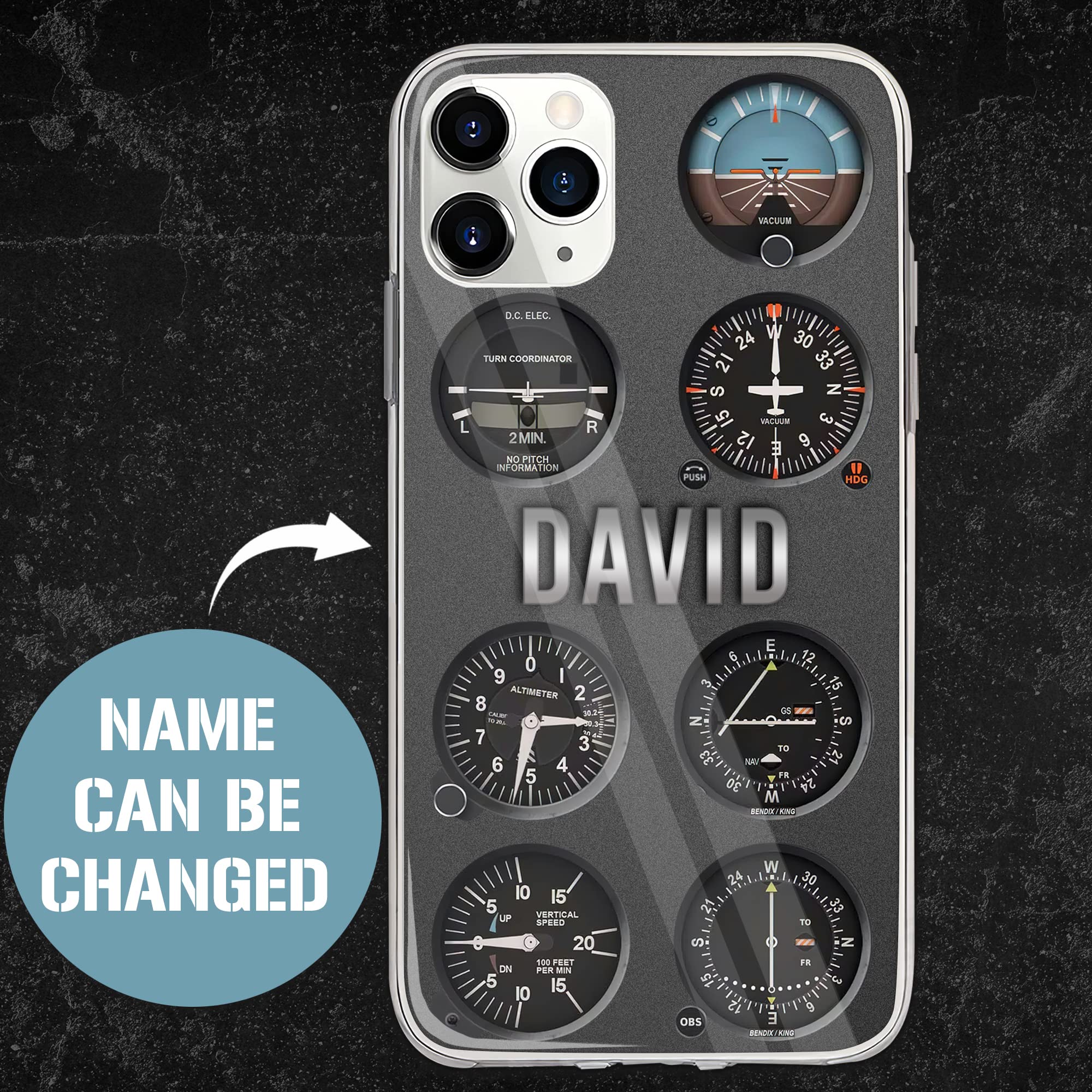 CASEZILY Personalized Pilot Gauges Phone Case Custom Name Aviator I'd Rather be Flying Aviation Compatible with iPhone 15 14 13 12 11 X XS XR 8 Mini Pro Max