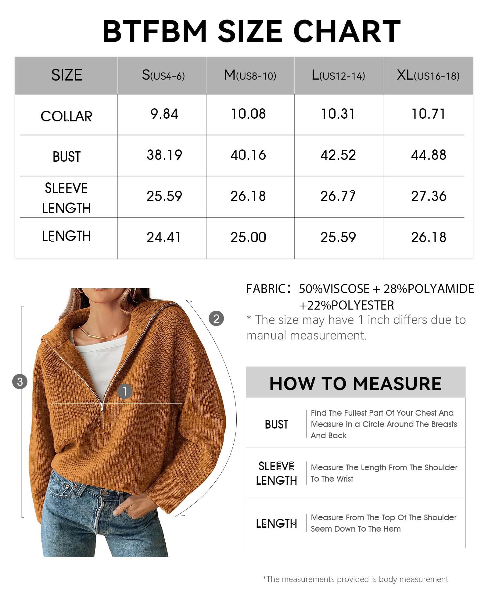 BTFBM Women’s Casual Long Sleeve Half Zip Pullover Sweaters Solid V Neck Collar Ribbed Knitted Loose Slouchy Jumper Tops(Solid Khaki, Medium)