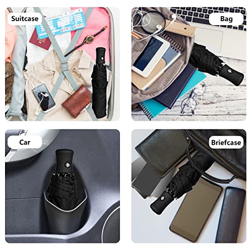 ResArea Windproof Travel Umbrellas Automatic Folding and Portable Umbrellas for Rain Ergonomic Handle Light Unisex Black