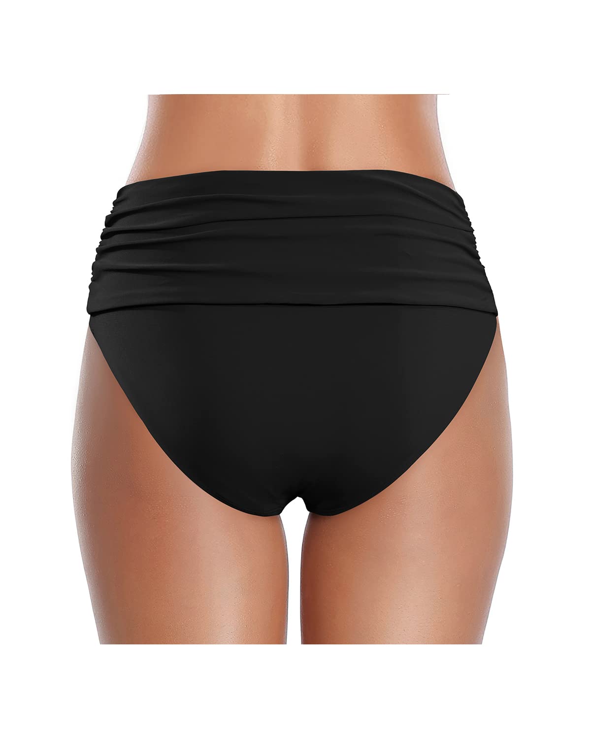 Tempt Me Women's Black High Waisted Bikini Bottom Tummy Control Ruched Bathing Suit Plus Size Swim Bottom XXL