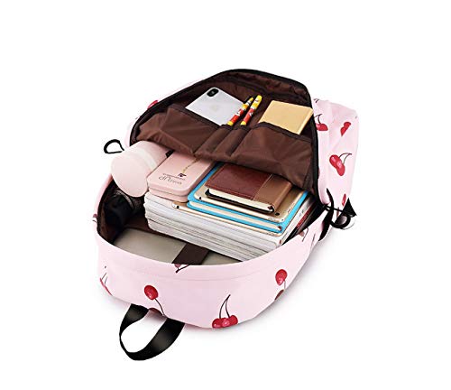 Acmebon Waterproof Stylish School Backpack for Teen Girl Roomy Backpack Purse for Women Cherry
