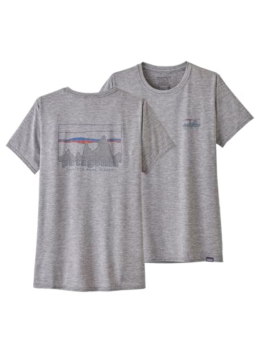 Patagonia Women's Capilene Cool Daily Graphic T Shirt (Medium, Feather Grey/Skyline)