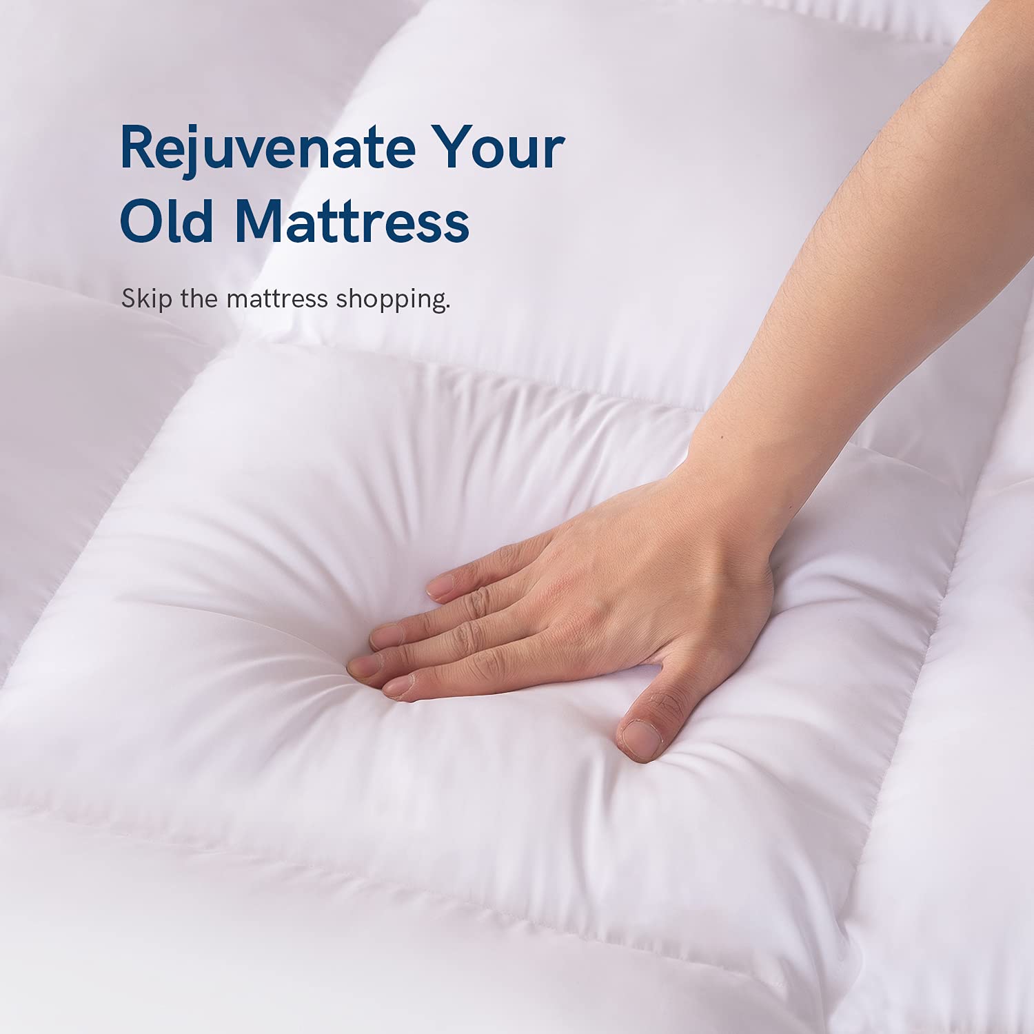 ELEMUSE RV King Mattress Topper for Back Pain, Extra Thick Mattress pad Cover, Plush Soft Pillowtop with Elastic Deep Pocket, Overfilled Down Alternative Filling