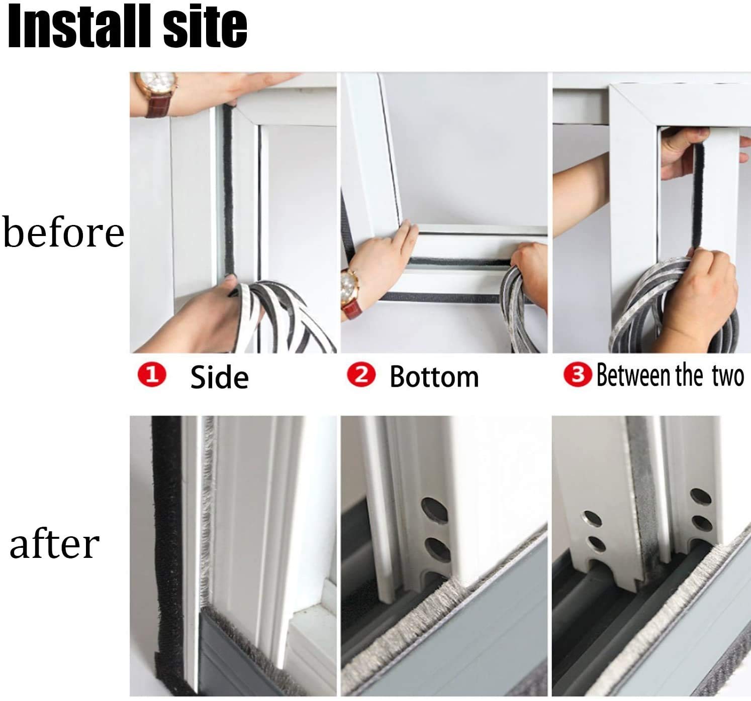 33ft Weather Stripping Brush for Sliding Windows/Doors Frame Side,Pile Self Adhesive Weatherstrip Seal Strip Sealer Draft Stoppers (33ft 0.35''Wide x 0.35''Thick, Gray)