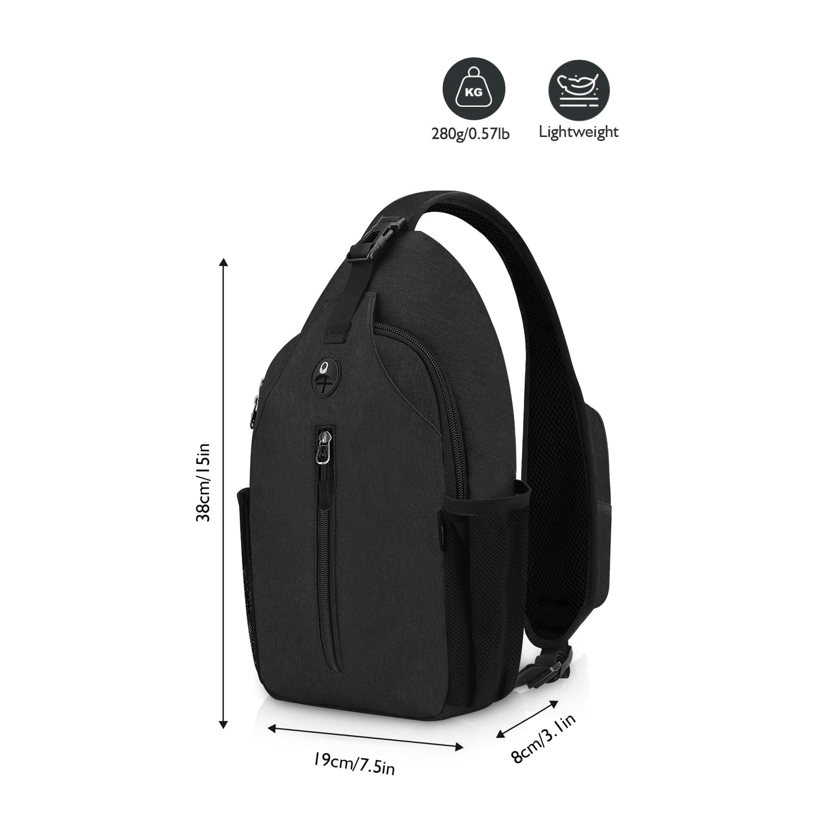 MAYLISACC Sling Backpack, Crossbody Sling Bag, Lightweight Shoulder backpack, Chest bag, Hiking Daybag for Biking, Cycling Walking (black)