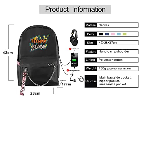 Technoblade Laptop Backpack College Bookbag for Women Men Travel Backpack School Backpack with USB Charging Port (Black 3)