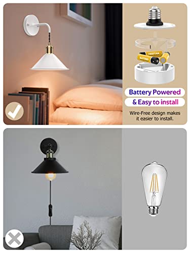 Battery Operated Wall Sconce, Wireless Wall Lights Set of 2, 13 RGB Colors Dimmable Battery Powered Wall Lamp with Remote, Memory Function, Timer for Bedroom, Living Room