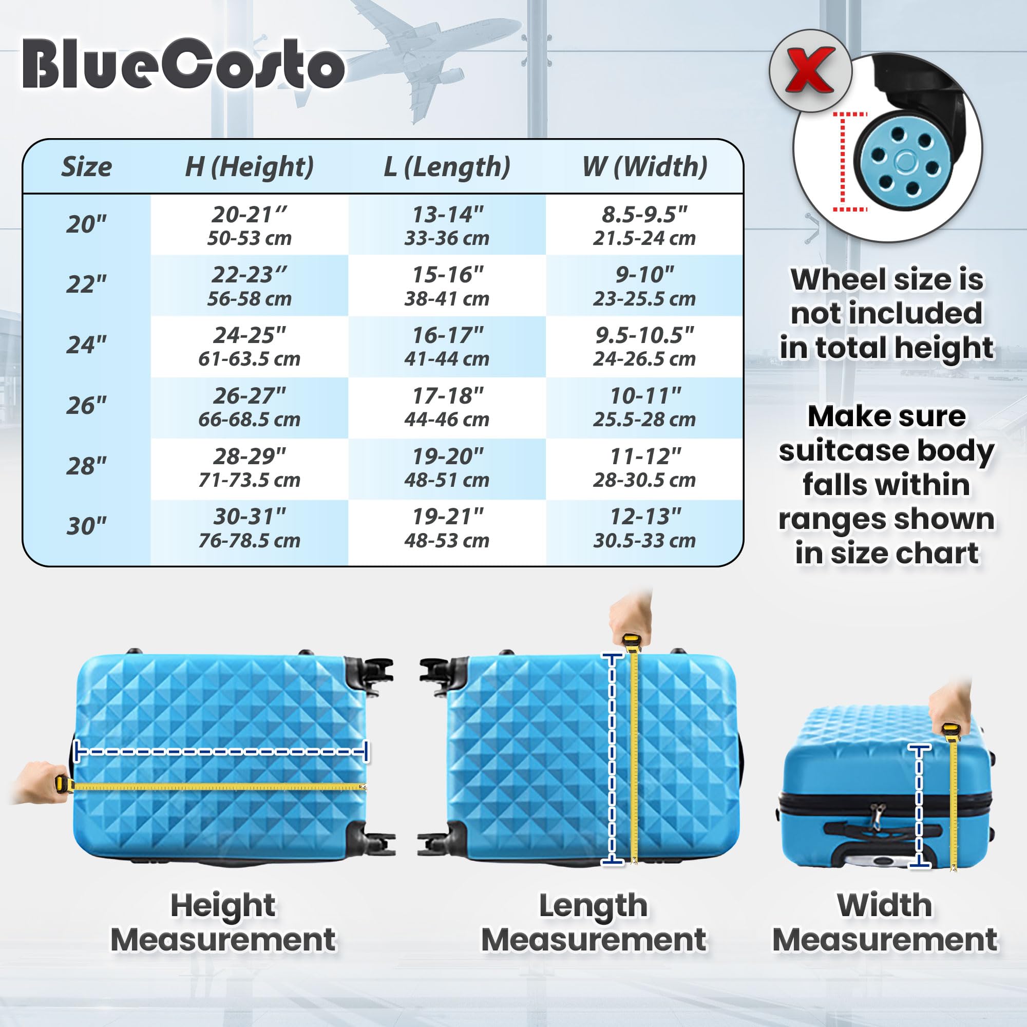 BlueCosto Luggage Cover for Suitcase - 24" Clear PVC Luggage Protector for 24" - 25" Sized Bags - Premium Travel Accessory for Baggage Protection - Universal Cover w/Hook & Loop Closure