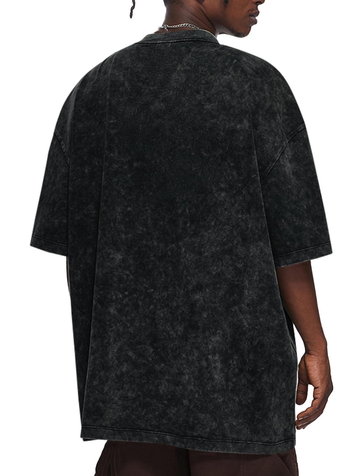 Aelfric Eden Mens Cotton Wash Solid T-Shirts Oversized Unisex Short Sleeve Streetwear Rap Hip Hop Basic Tee Tops Black