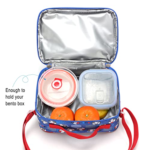 YOJOY Kids Backpack for Boys School with Lunch Box Waterproof Lightweight Bookbag for Children Elementary School Bags for Boys (Blue Football Set)